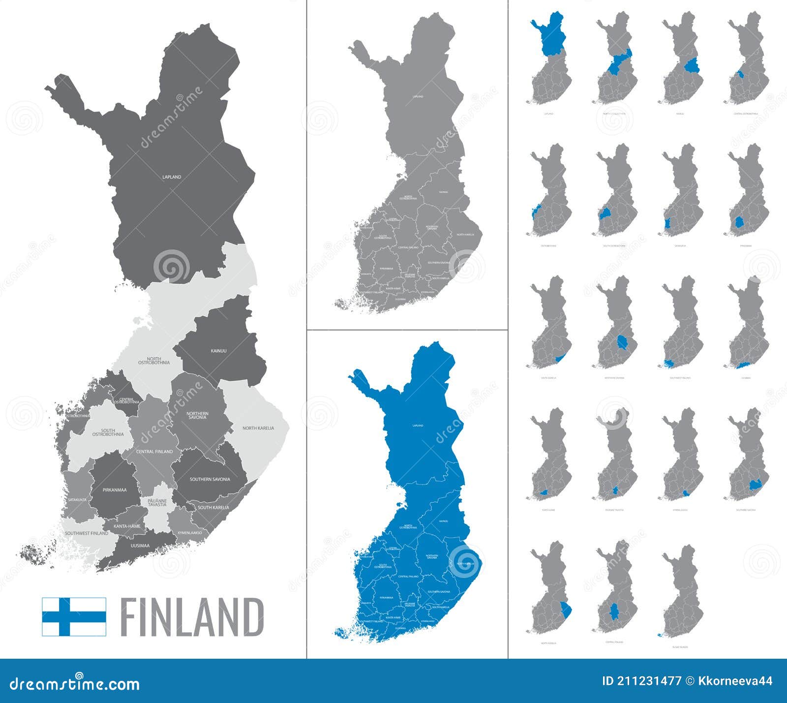 Finland - Map Of Regions Cartoon Vector | CartoonDealer.com #204658537