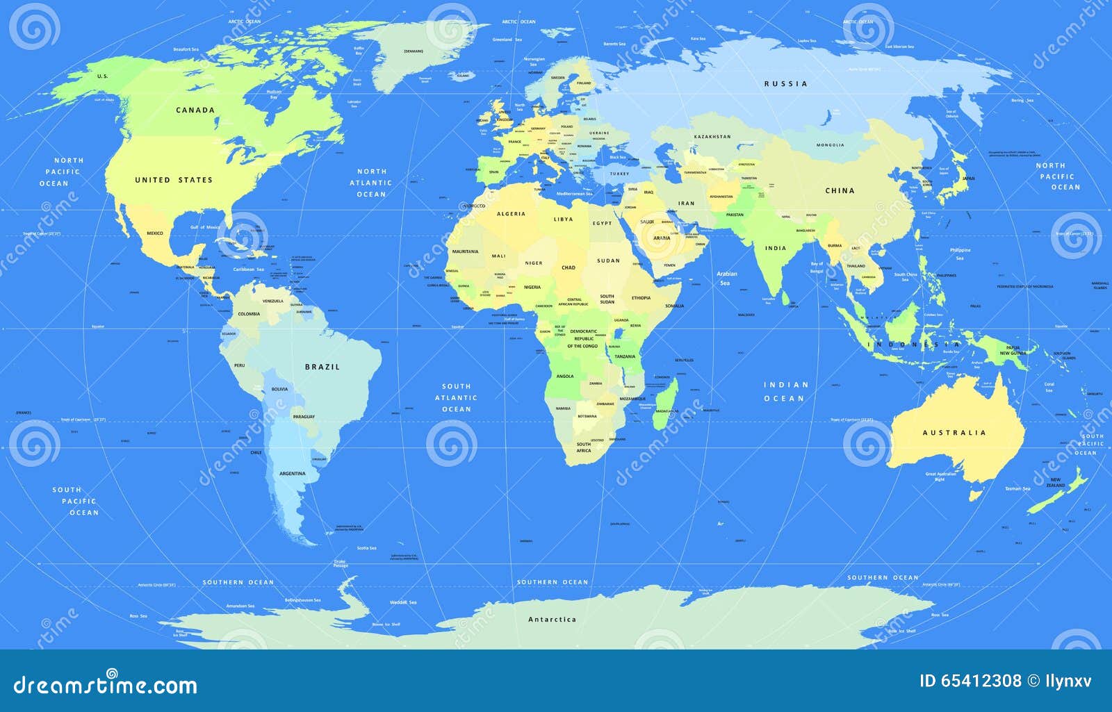 Detailed Vector Political World Map Stock Vector - Illustration of ...