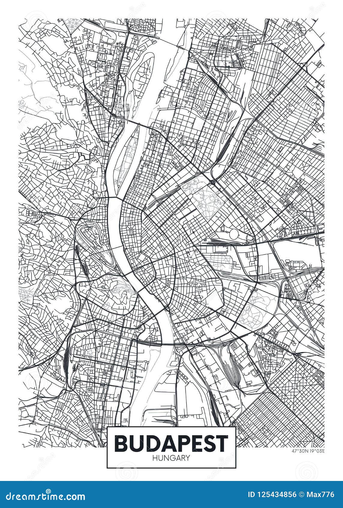 Detailed Vector Poster City Map Budapest Stock Vector - Illustration of ...
