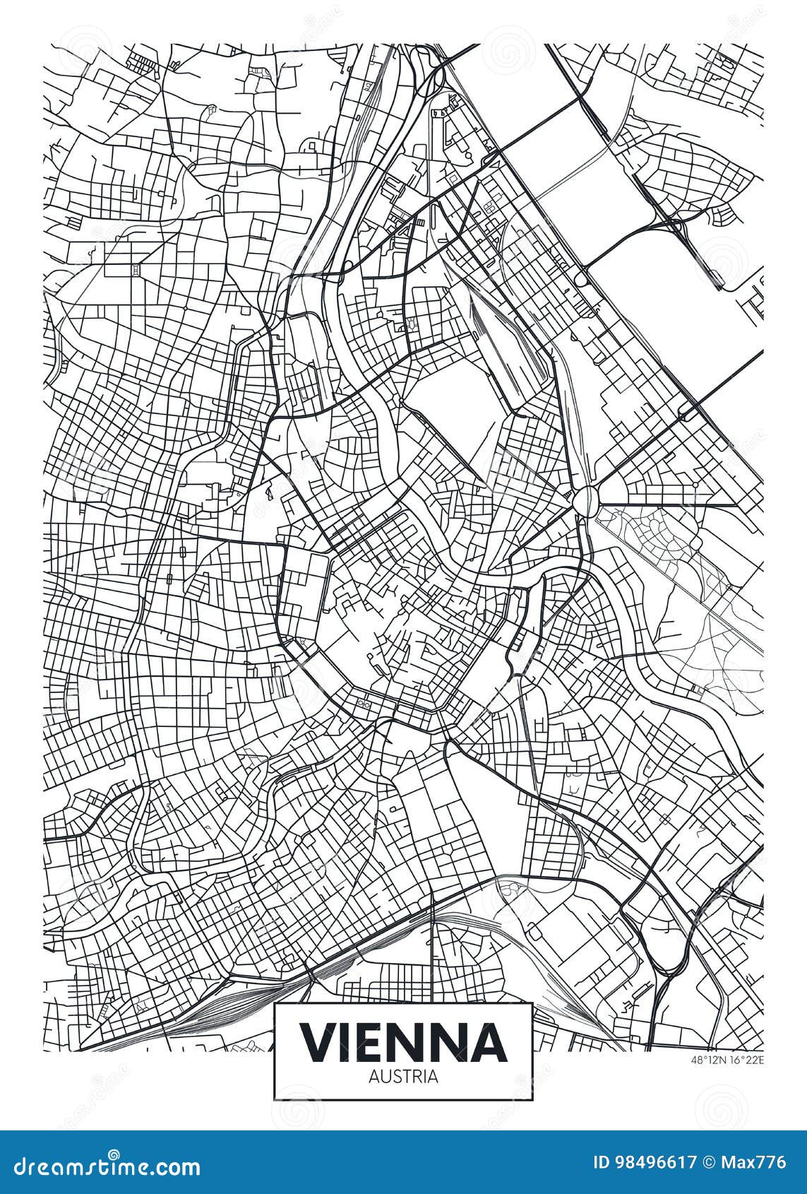 Detailed Vector Poster City Map Vienna Stock Vector - Illustration of ...