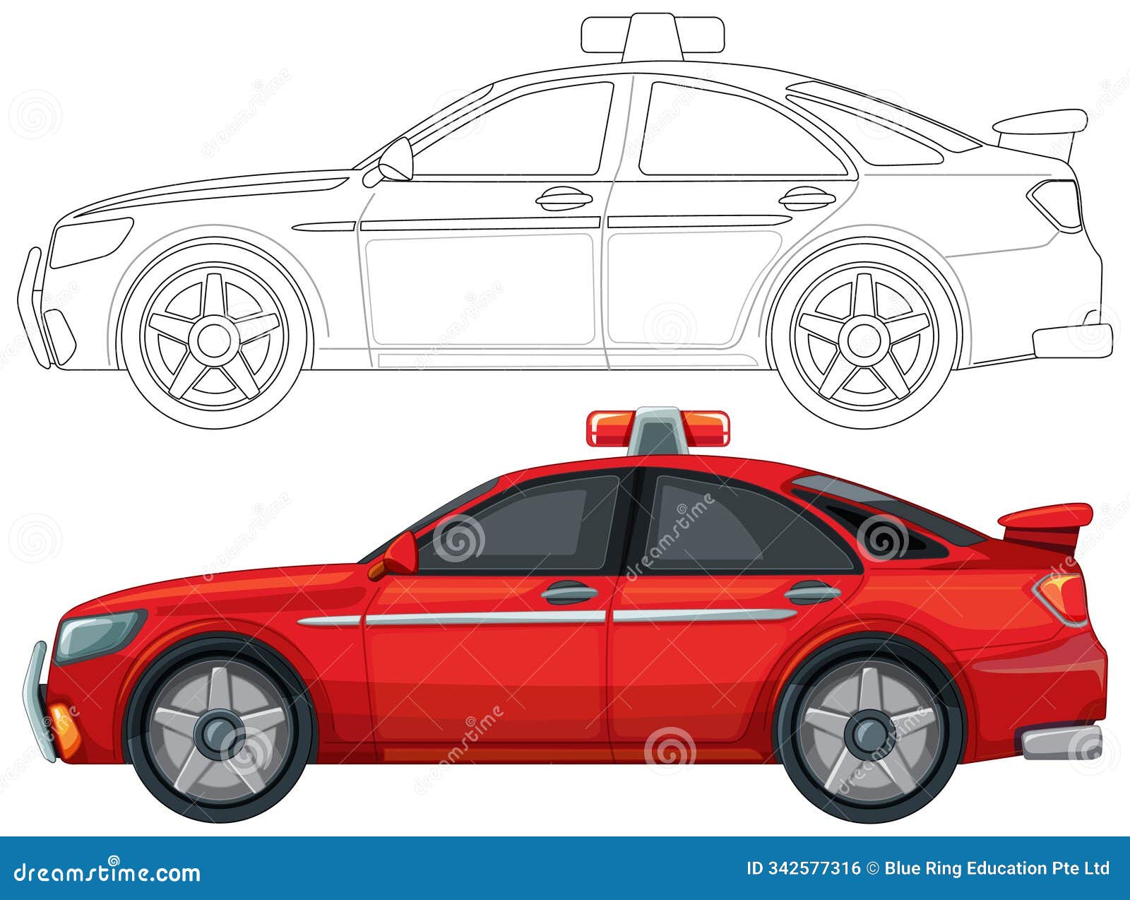 A red police car stock vector. Illustration of automobile - 342577316