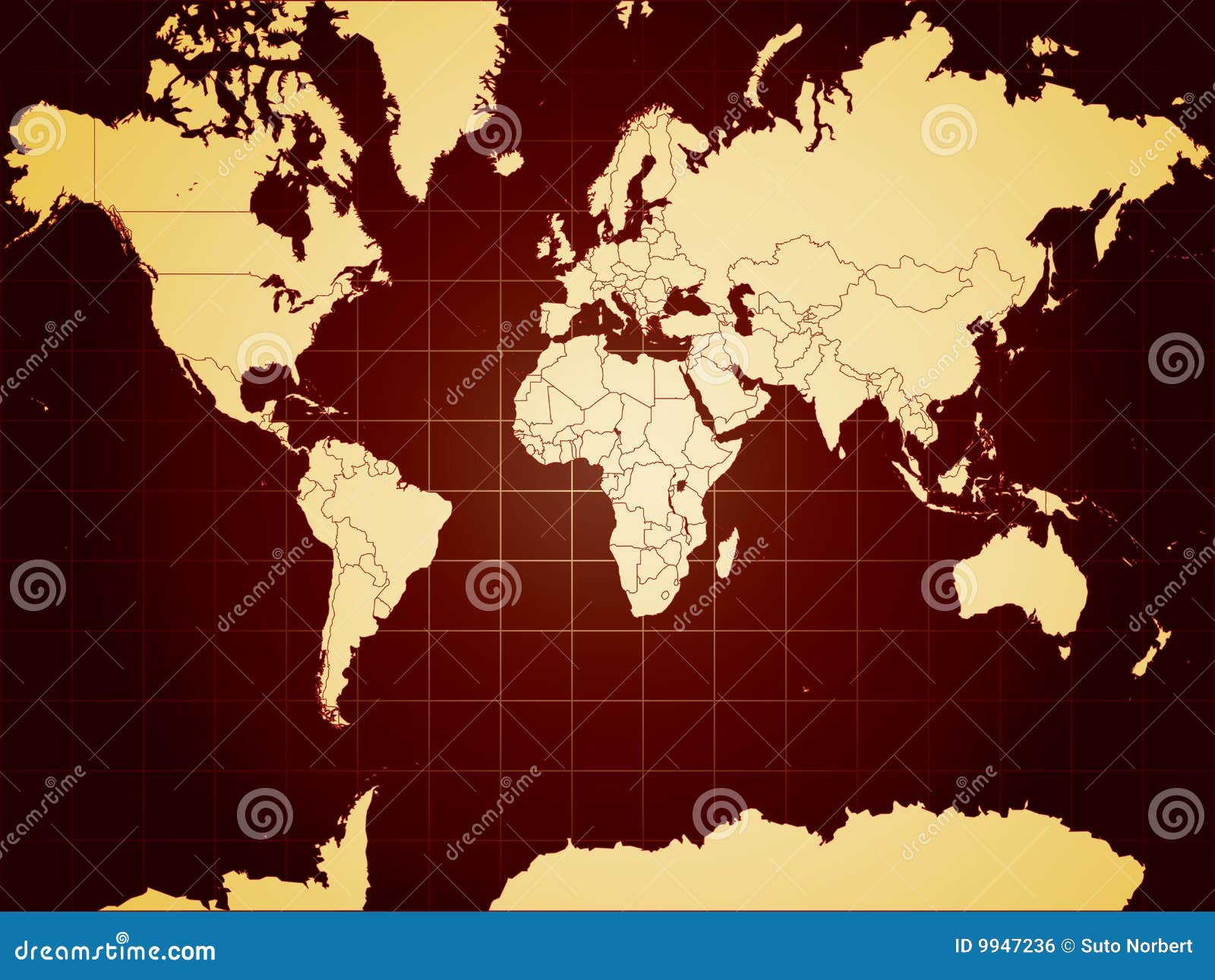 Detailed vector world map stock vector. Illustration of time - 9947236