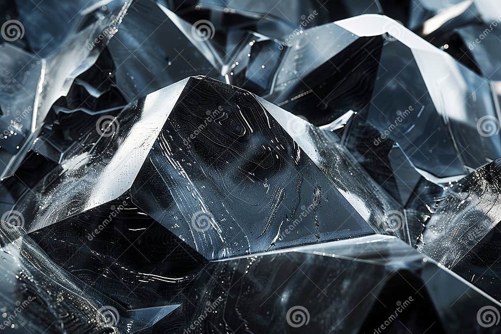 Detailed View of Angular Black Crystals with Sharp Edges, Showcasing ...