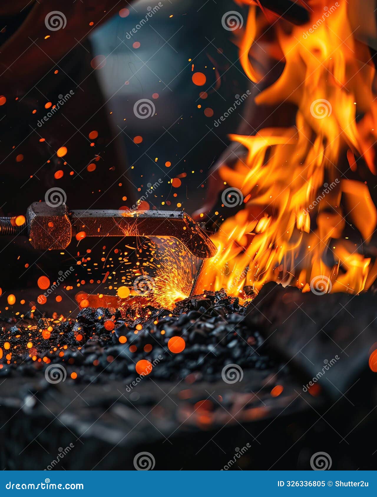 A Detailed View of a Blacksmith Welding Pieces Together in the Forge ...