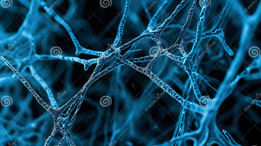 Abstract Blue Neural Network Symbolizes Brain Connections and ...