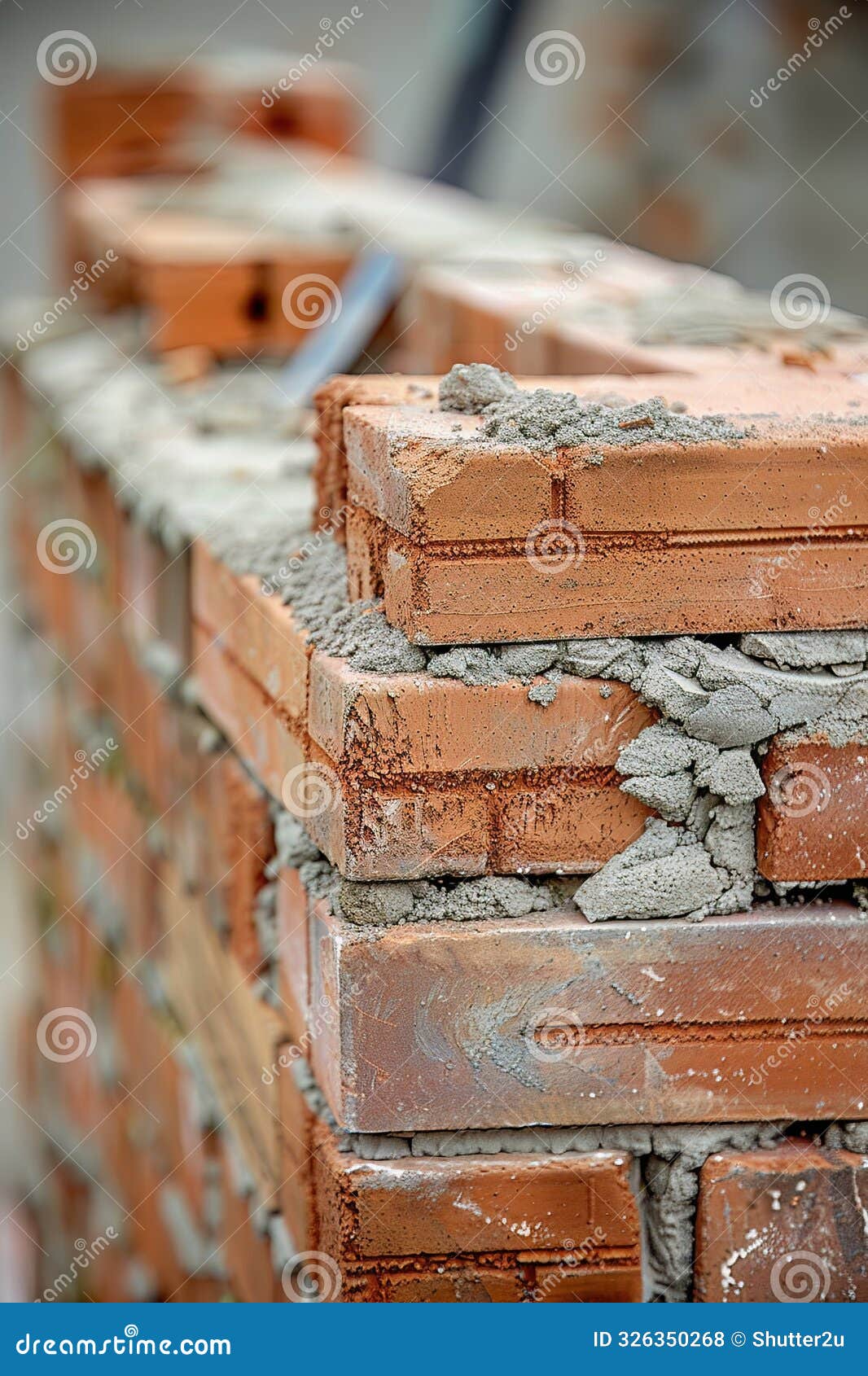 A Detailed View of a Bricklaying Process Emphasizing the Skill in ...