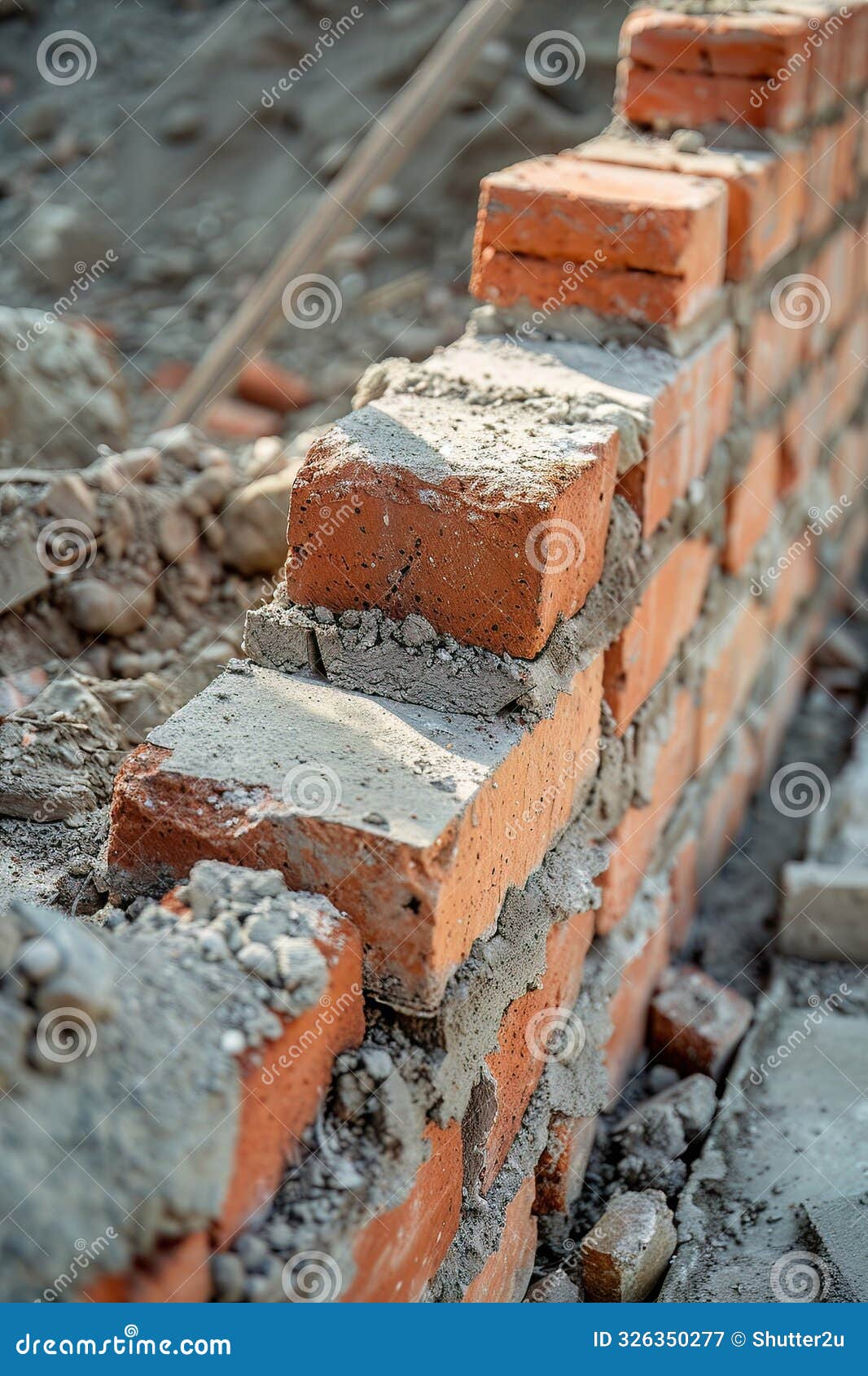 A Detailed View of a Bricklaying Process Emphasizing the Skill in ...