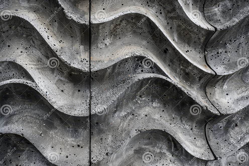 Detailed View of a Bumpy Concrete Wall Mimicking Wave Patterns, Bumpy ...