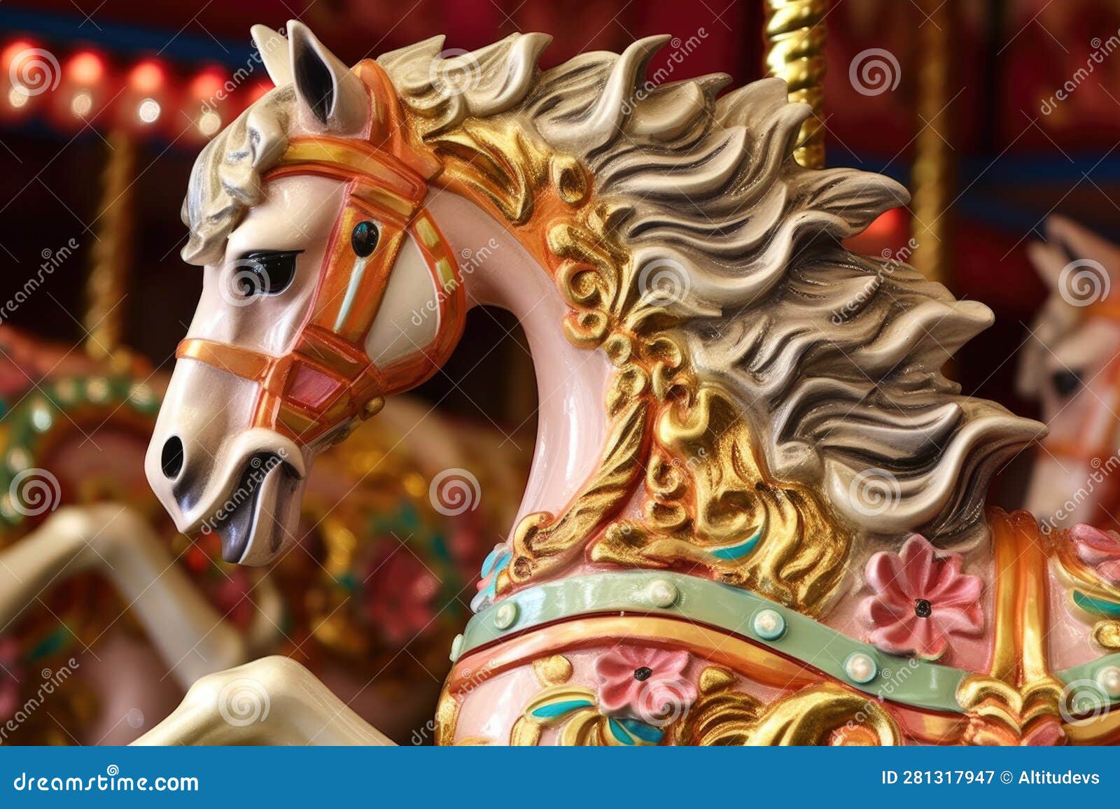 Detailed View of a Carousel Horses Decorative Tail Stock Illustration ...