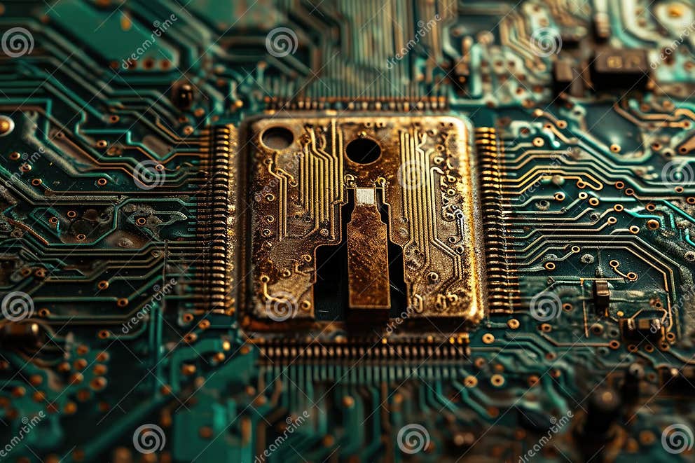 A Detailed View of a Circuit Board Featuring a Lock Mechanism, an Image ...