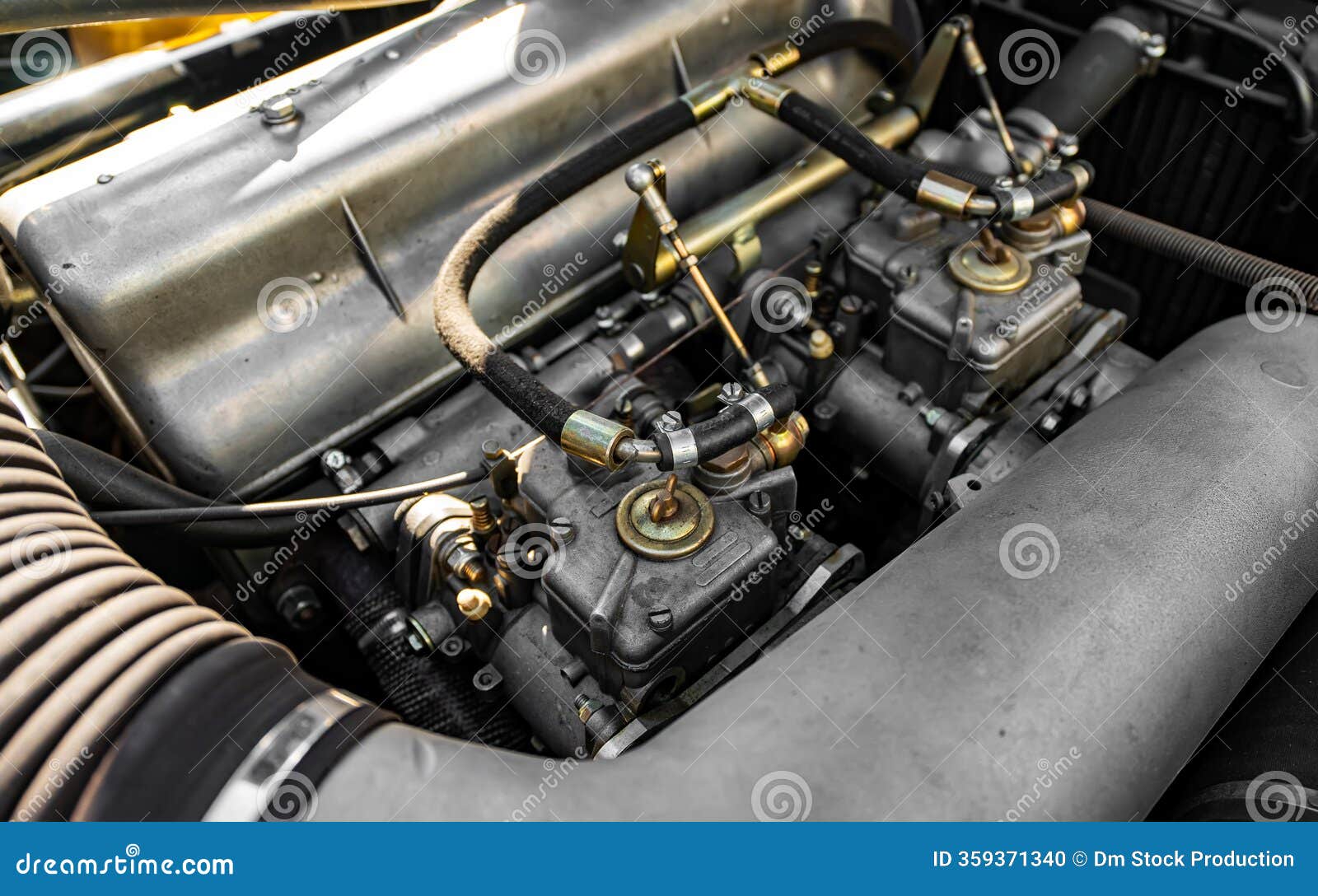 Detailed View of Classic Car Engine Stock Photo - Image of hoses ...