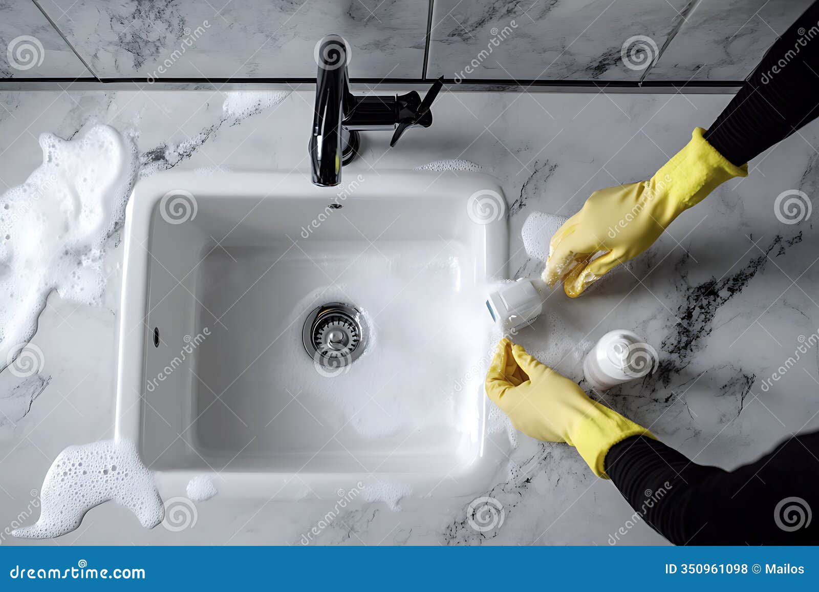 Detailed View of Cleaner Erasing Paint Spots on Freshly Tiled Surface ...