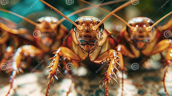 A Detailed View of a Cockroach Crawling on the Ground Stock ...