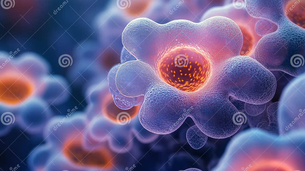 Detailed View of Colorful Cells Under a Microscope Showing Complex ...