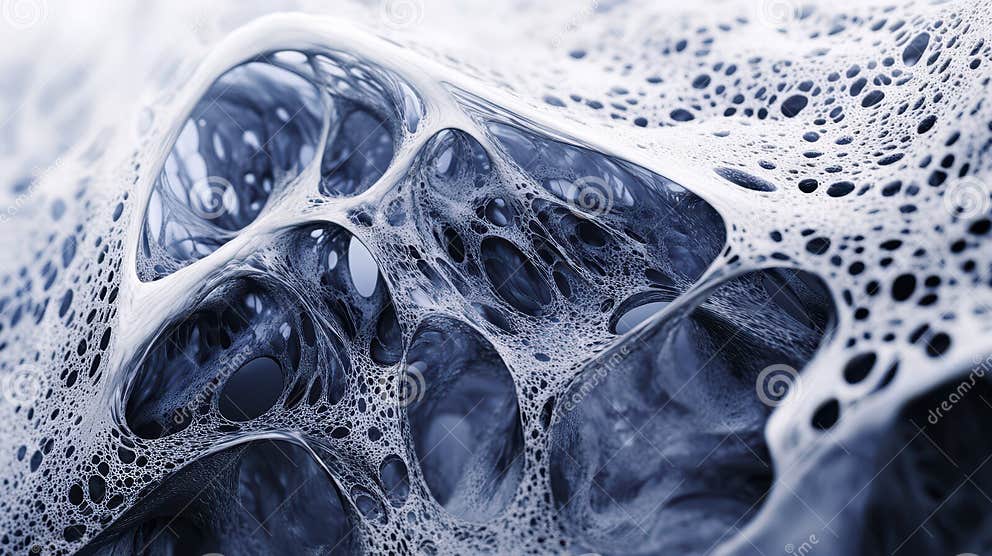 Abstract Close-up of Intricate Foam Patterns Against a Light Backdrop ...