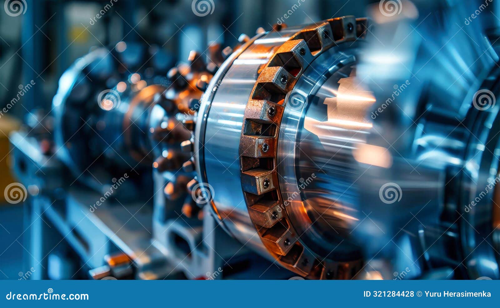 Detailed View of a Complex Machine with Numerous Gears and Industrial ...