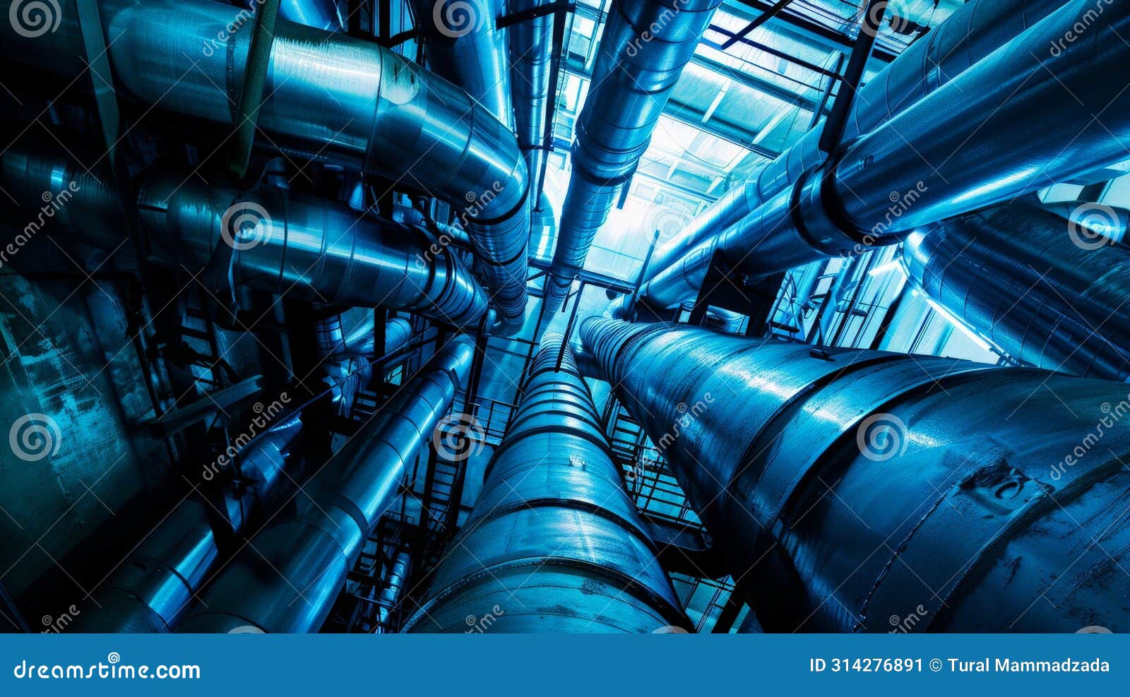 Close-up of Numerous Interconnected Pipes in a Building Stock Image ...