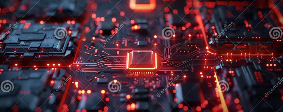 Detailed View of a Computer Circuit Board Components and Connections ...