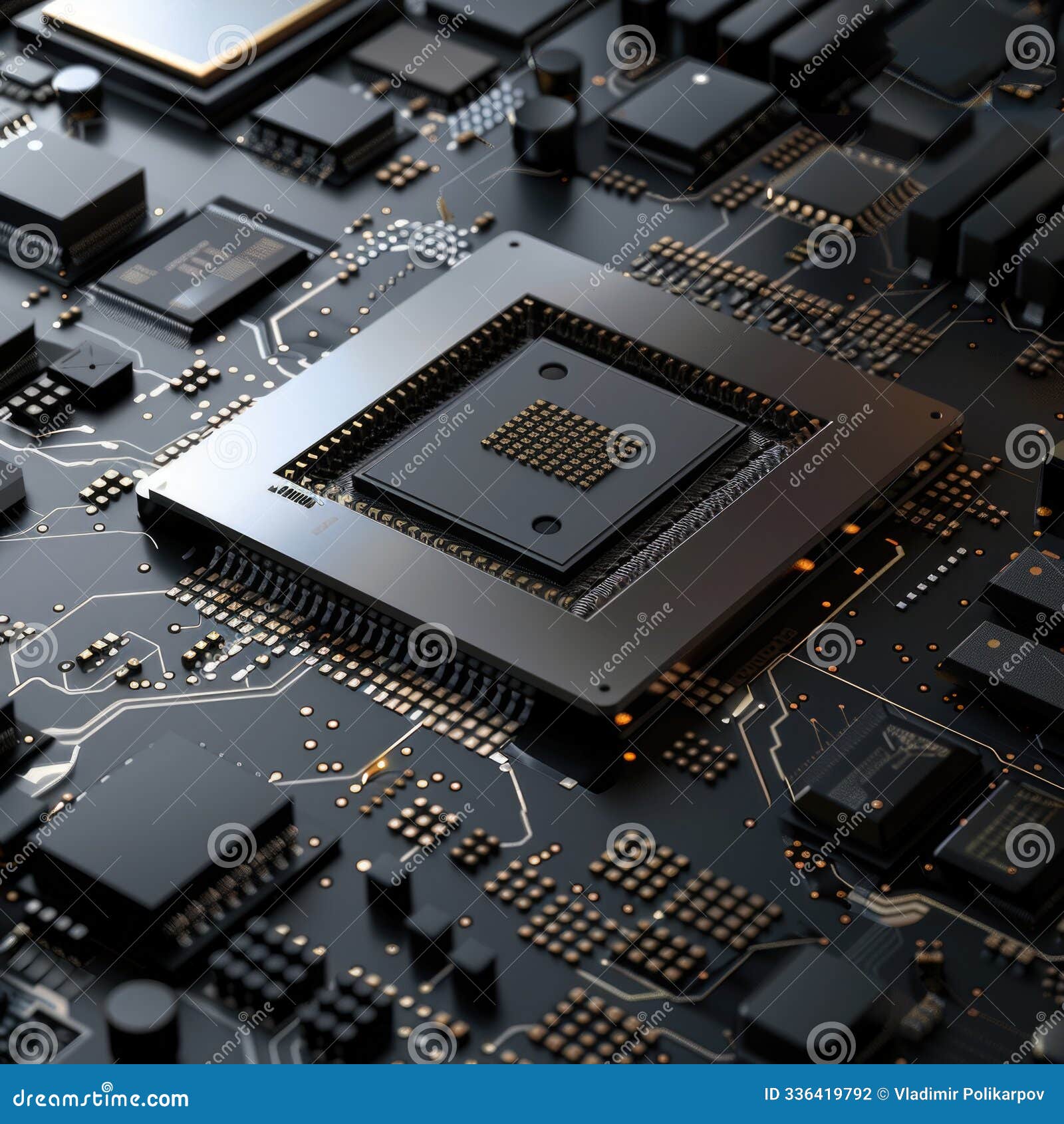 A Detailed View of a Computer Motherboard S Components and Circuitry ...