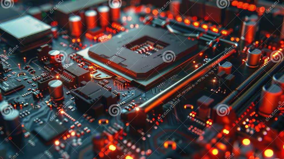 Detailed View of a Computer Motherboard, Suitable for Technology ...