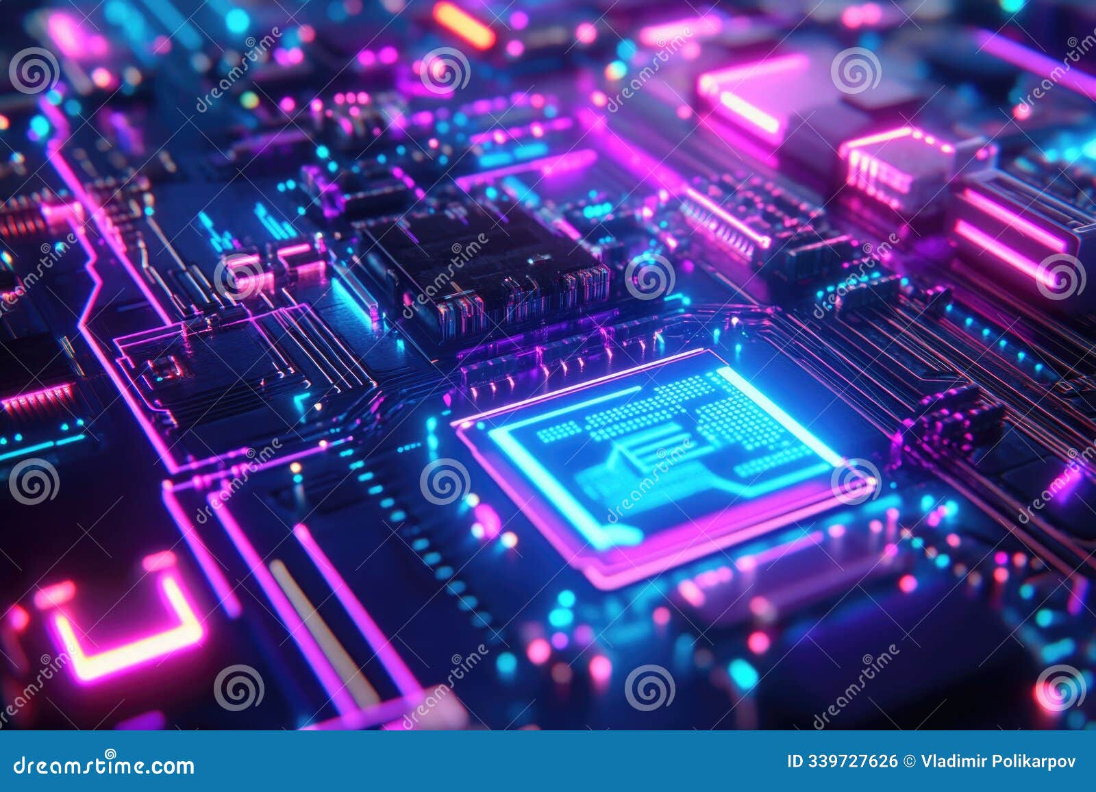A Detailed View of a Computer S Motherboard Components Stock Photo ...