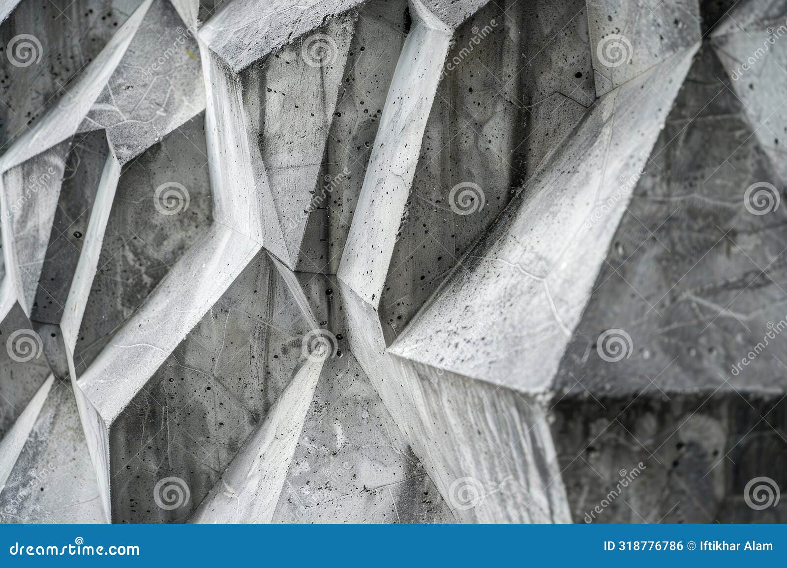 A Chiseled Concrete Wall Featuring Numerous Shelves Attached At Various ...