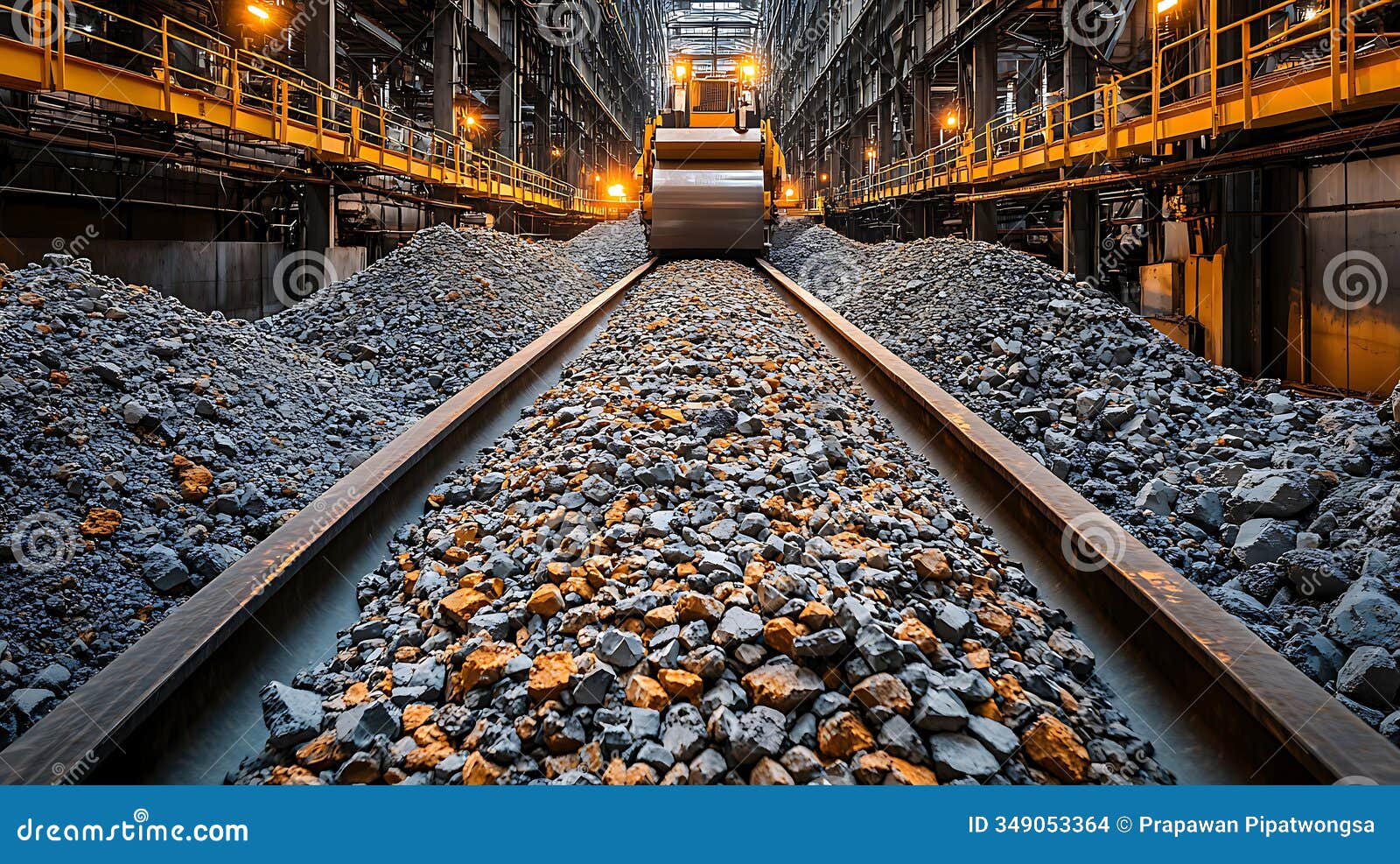 Detailed View of Concrete Recycling Process with Machinery and ...