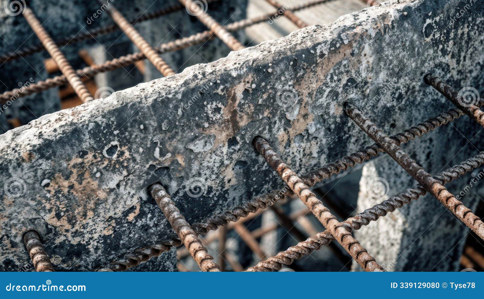 Close-up of Reinforced Concrete with Rusted Steel Rods Stock ...