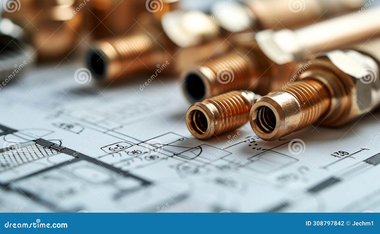 Copper Pipe Connectors on Engineering Blueprint Stock Illustration ...