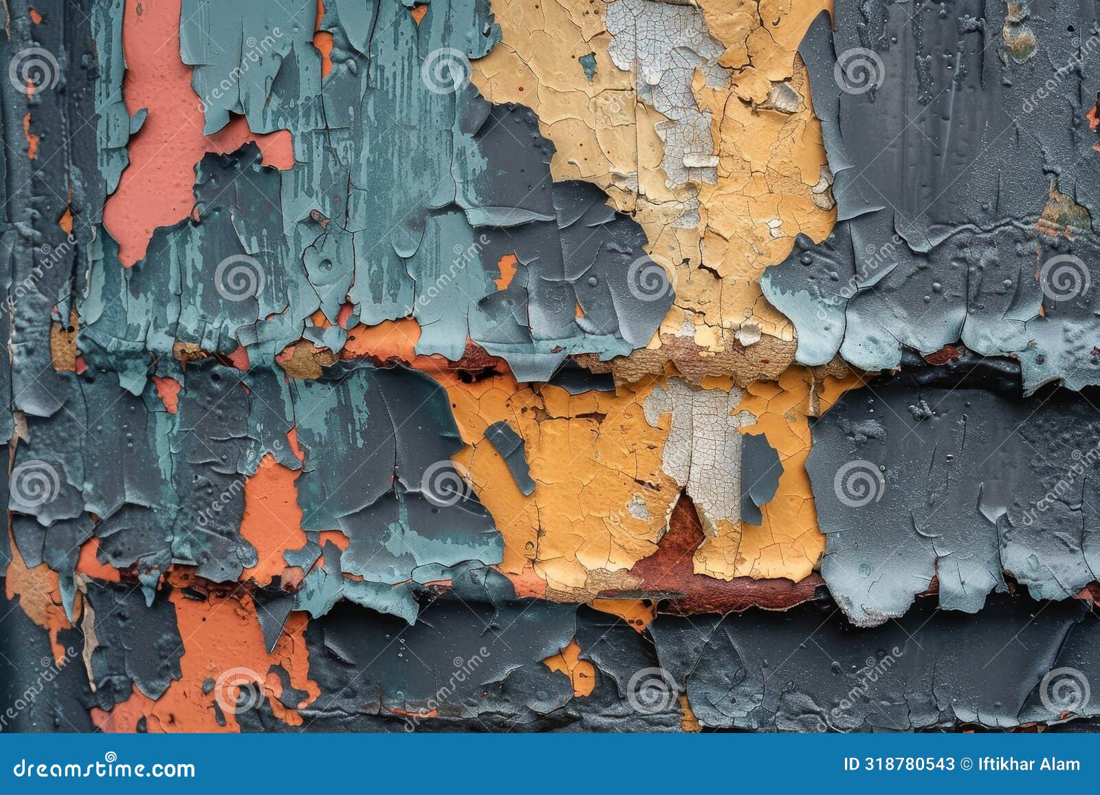 Detailed View of Corroded Metal Wall with Peeling Paint Exposing ...