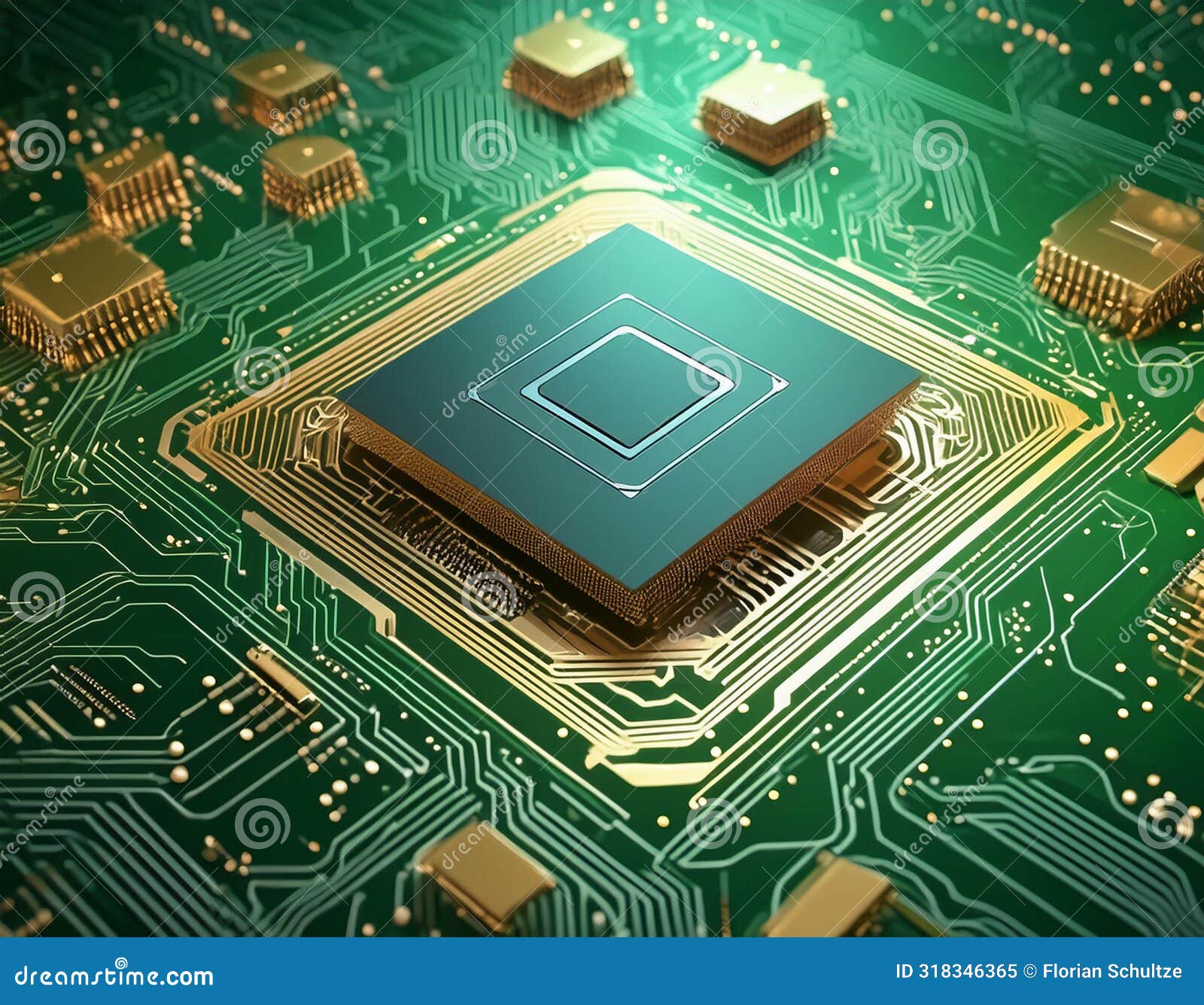 A Detailed View of a CPU on a Green Circuit Board, Symbolizing ...