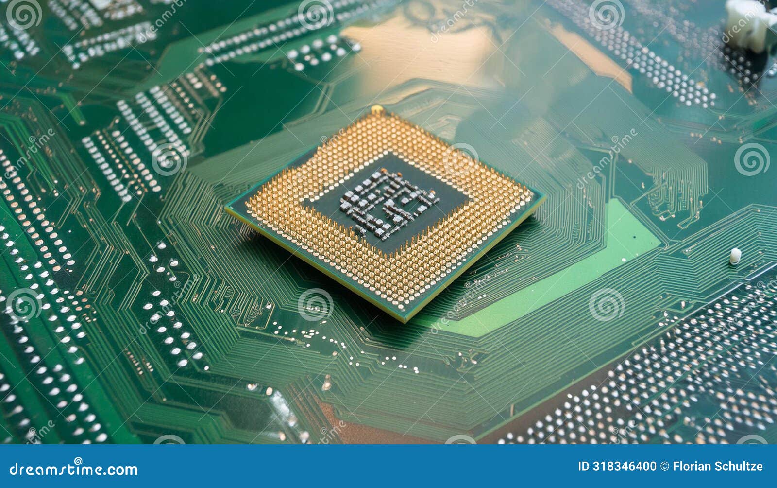 A Detailed View of a CPU on a Green Circuit Board, Symbolizing ...