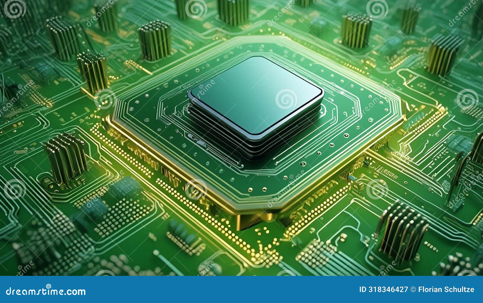 A Detailed View of a CPU on a Green Circuit Board, Symbolizing ...