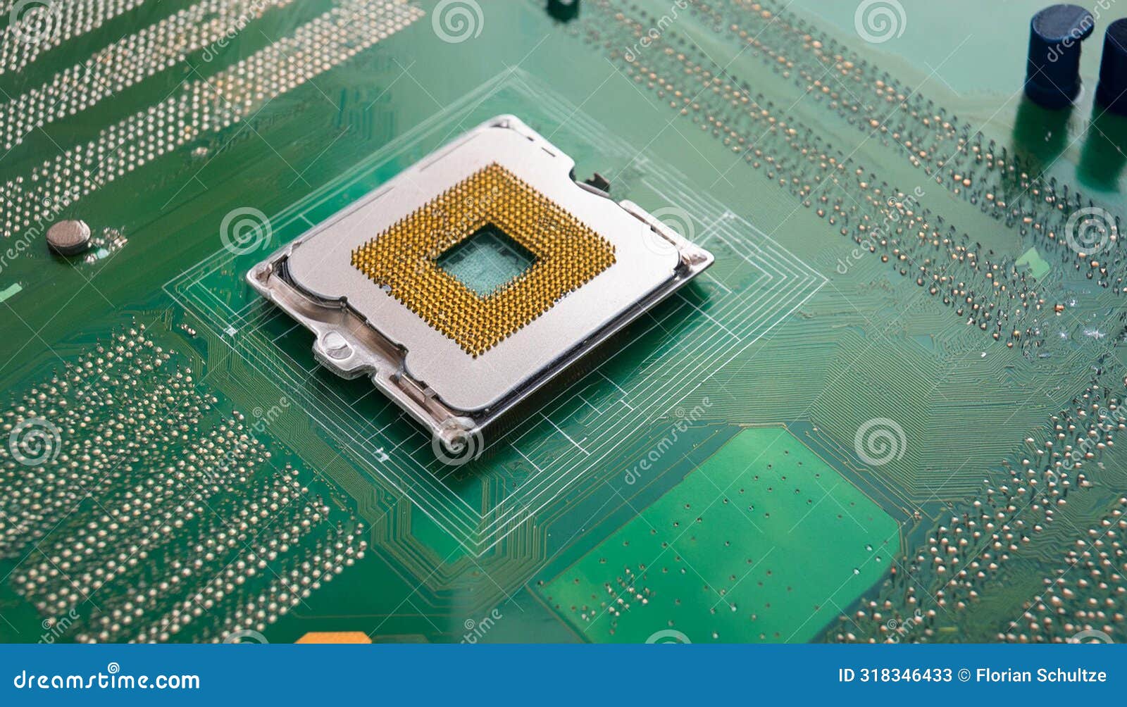 A Detailed View of a CPU on a Green Circuit Board, Symbolizing ...