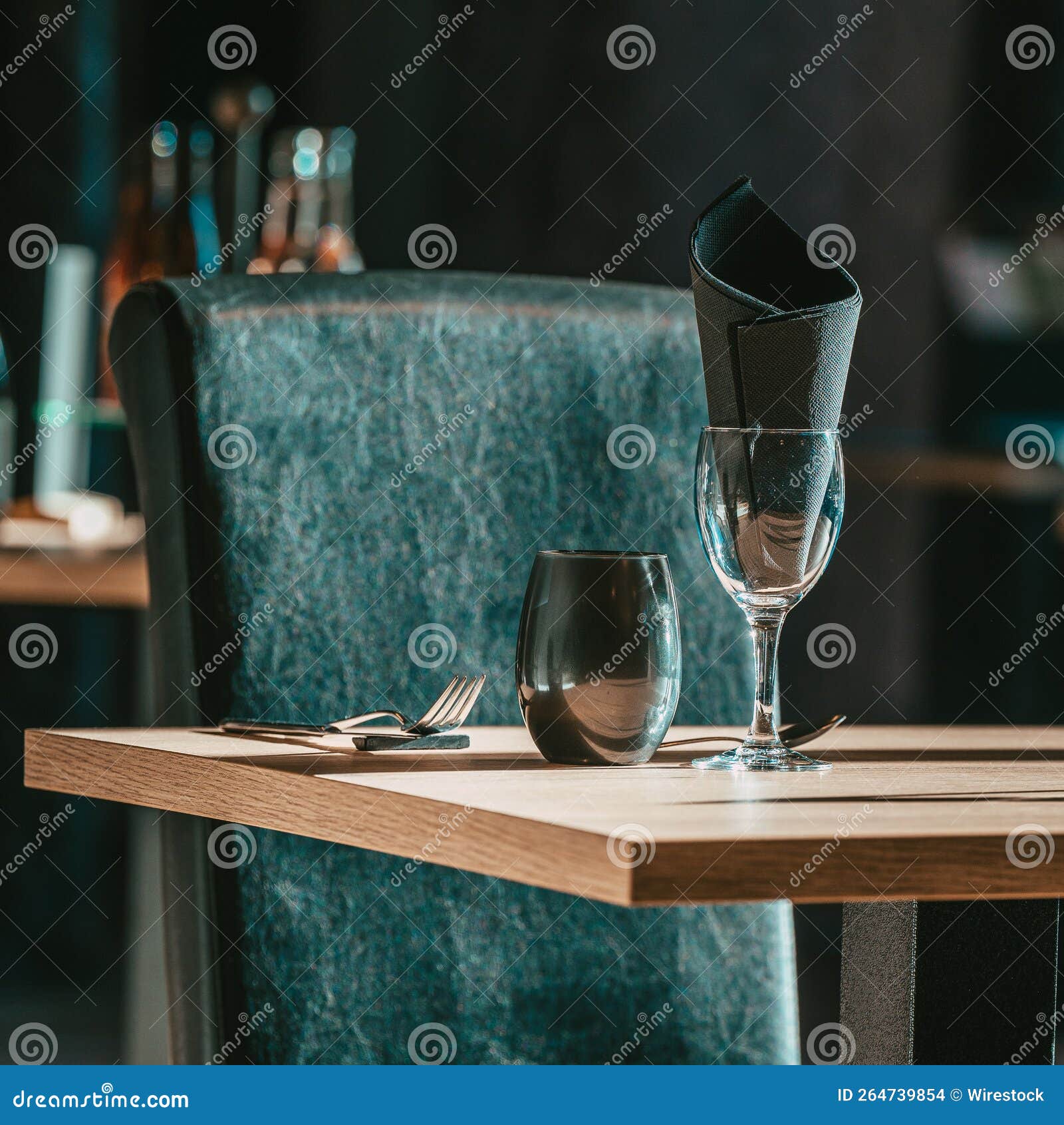 Detailed View of Decorative Glasses on a Modern Restaurant Table Under ...