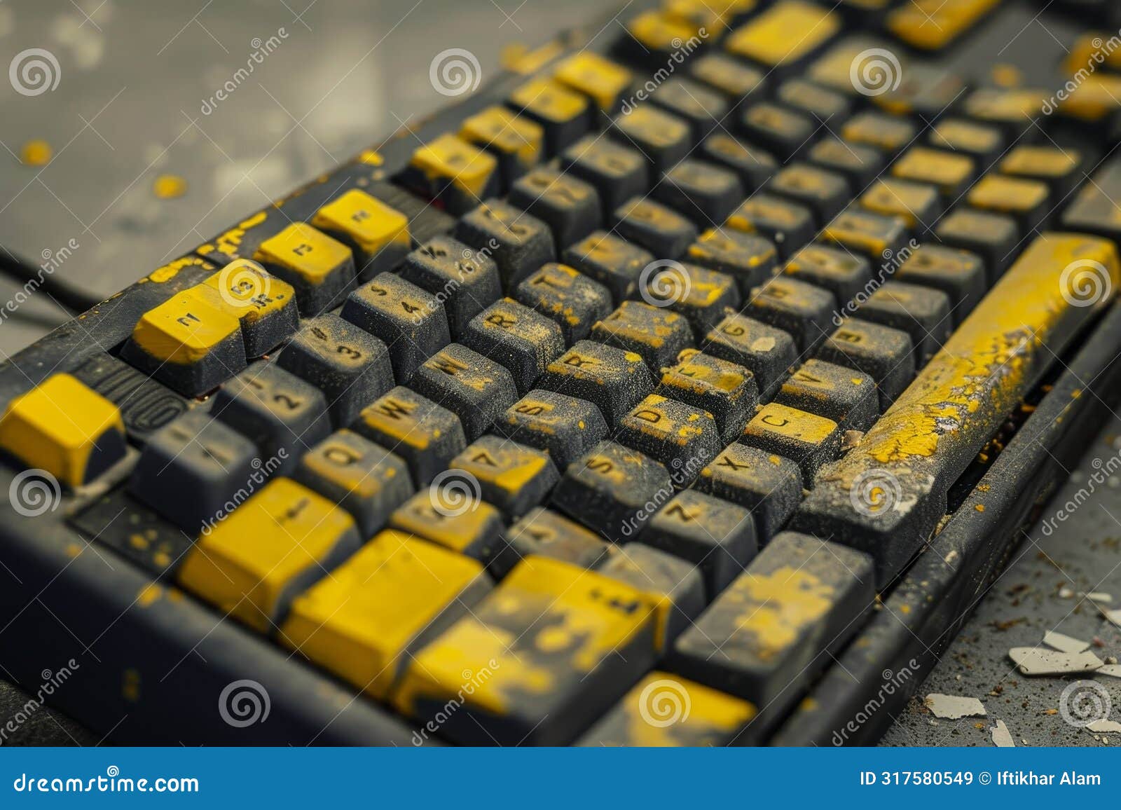 Detailed View of a Dusty Keyboard with Yellowed Keys, a Dusty Keyboard ...