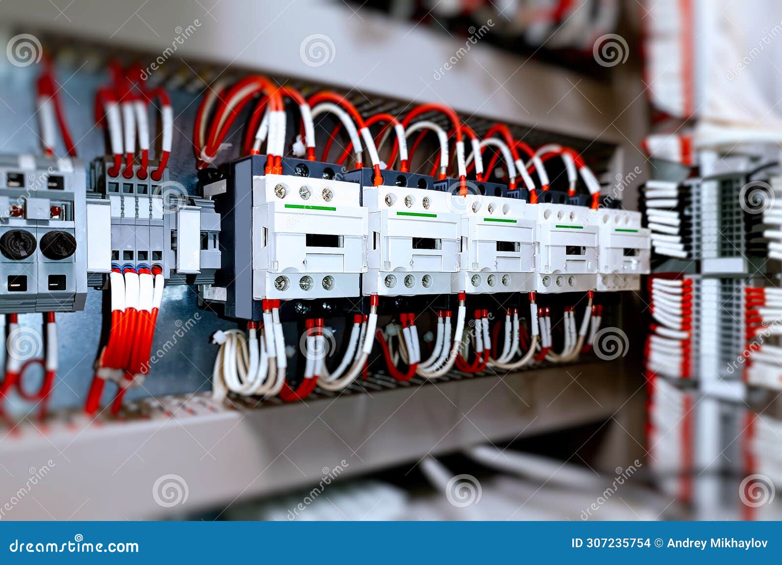 Detailed View of Electrical Circuit Breakers in an Industrial Power ...