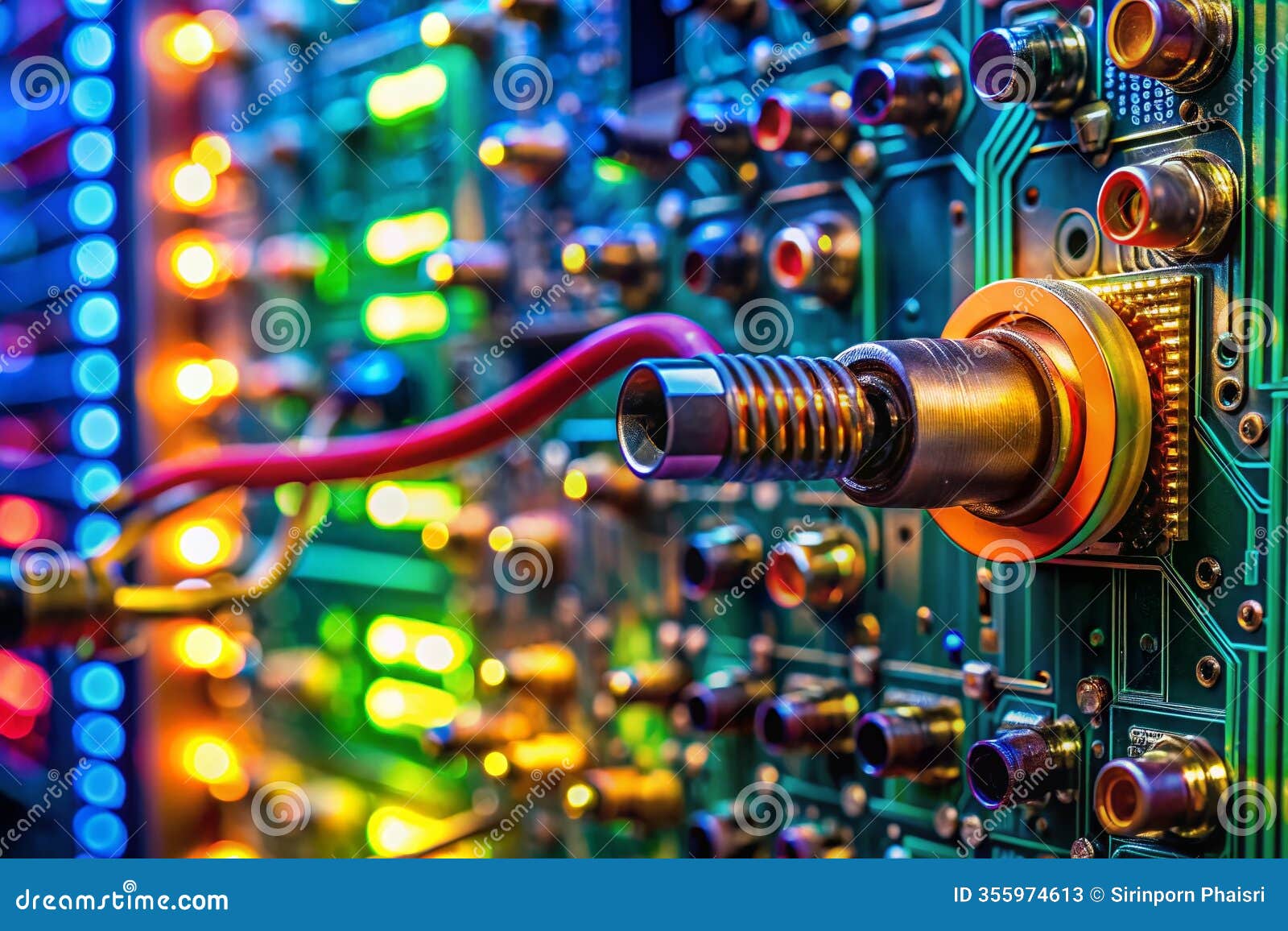 Detailed View of Electrode Connection Point on Electrical Circuit Board ...