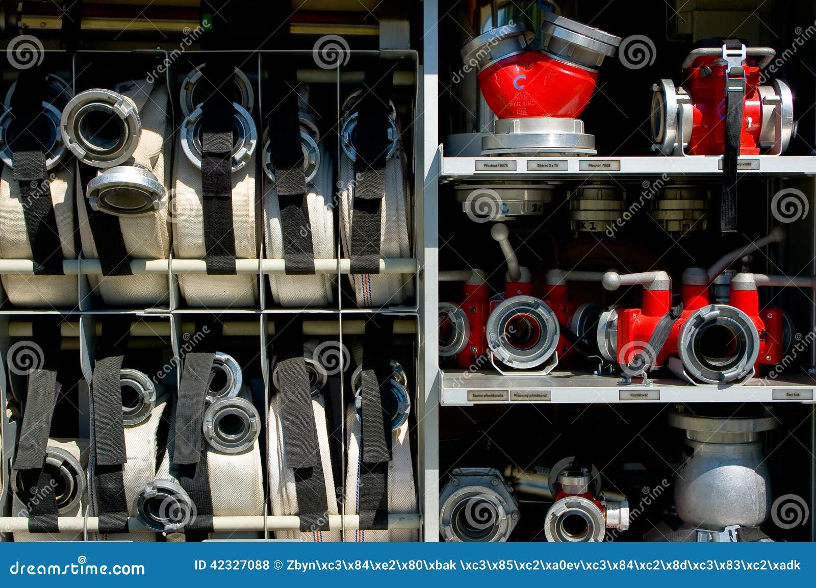 Detailed View of the Fire Engine. Stock Photo - Image of hosepipe ...