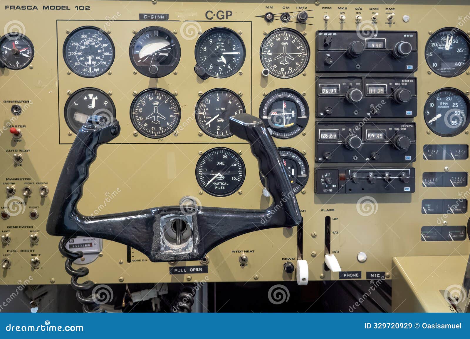 A Detailed View of a Flight Simulator Cockpit, Featuring a Yoke, an ...