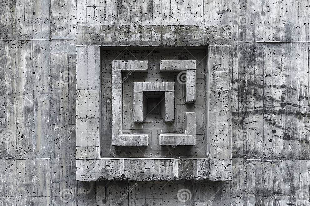 Concrete Geometric Relief on Wall Stock Image - Image of detail ...