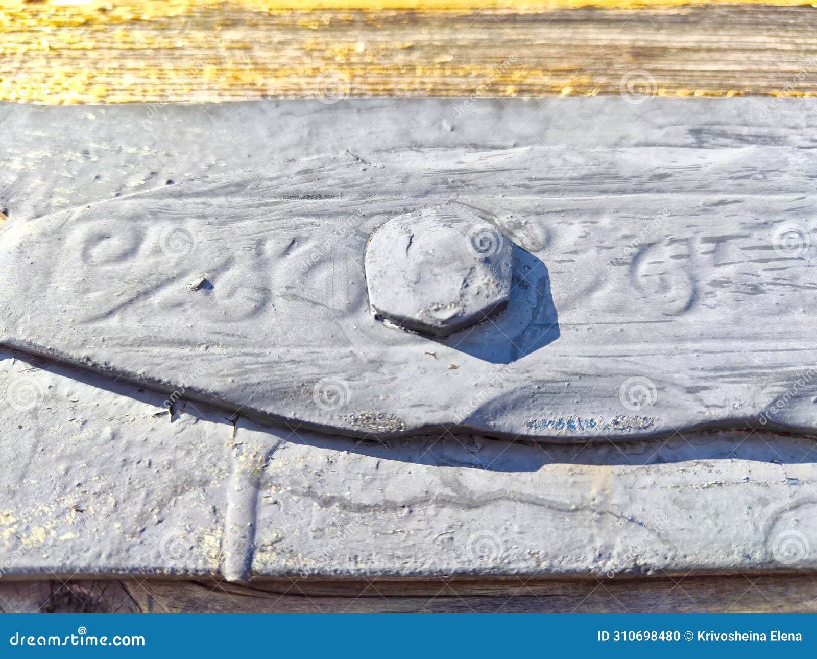 Detailed View of Hand Forged Iron Strap Hinge and Round Rivet. Close-up ...