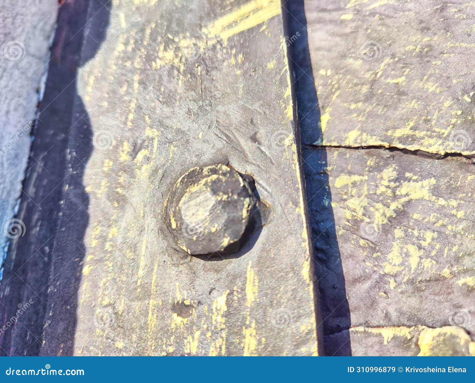 Detailed View of Hand Forged Iron Strap Hinge and Round Rivet. Close-up ...