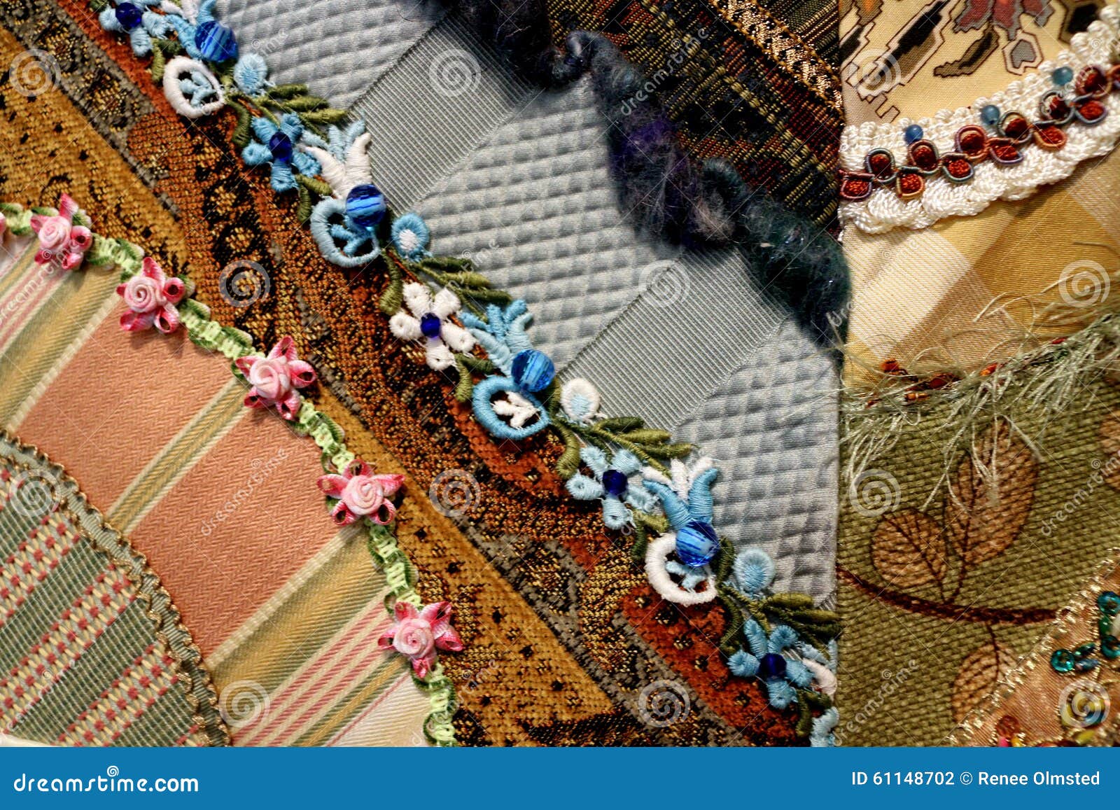 Detailed View of Handmade Quilt Stock Photo - Image of sewn, handsewn ...