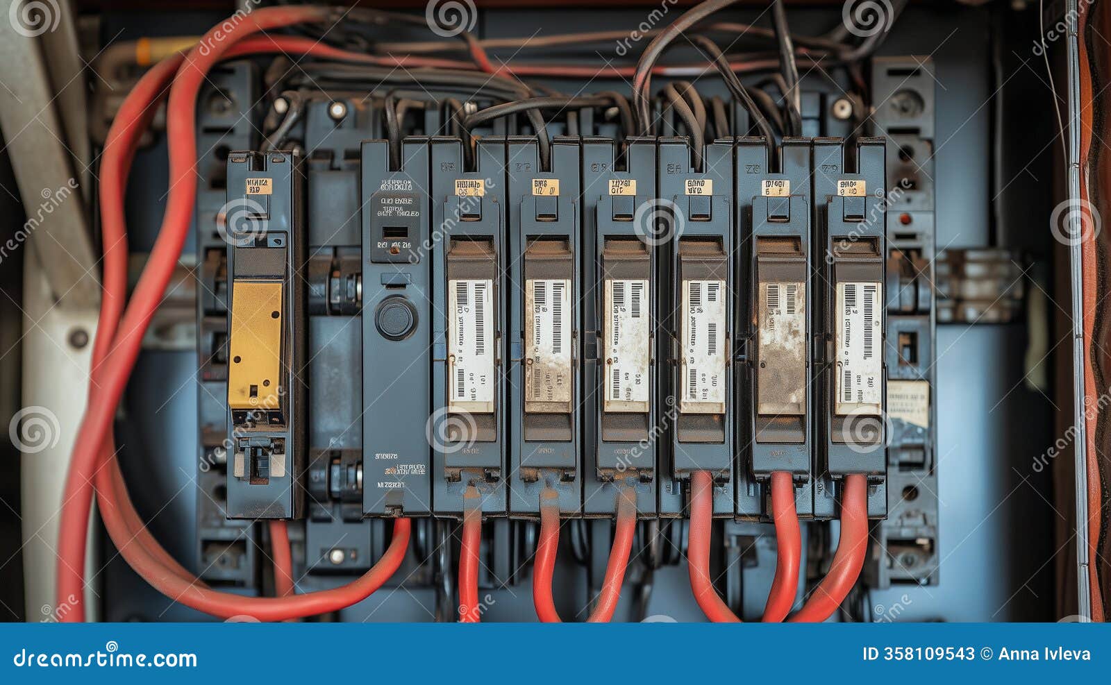Detailed View of a High-definition Electrical Panel with Multiple ...