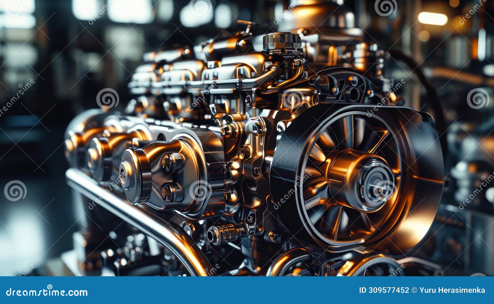 Detailed View of a High-tech Engine Being Assembled with Precision in a ...