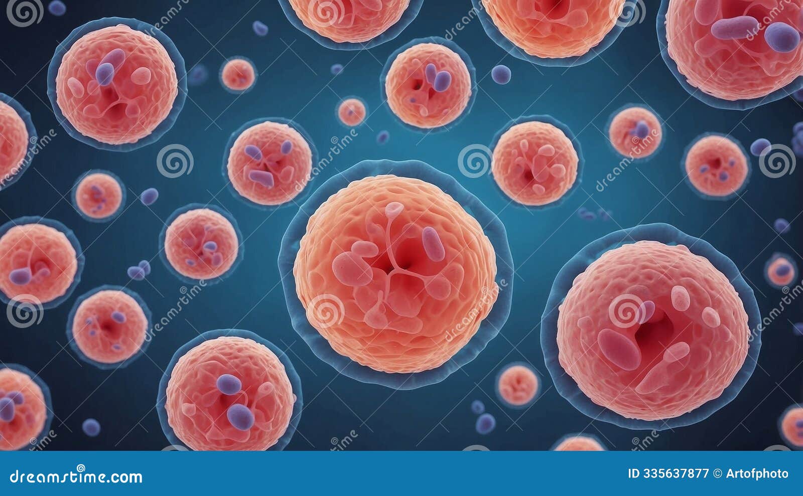 Detailed View of Human Cells Showing Cellular Structure and Activity ...
