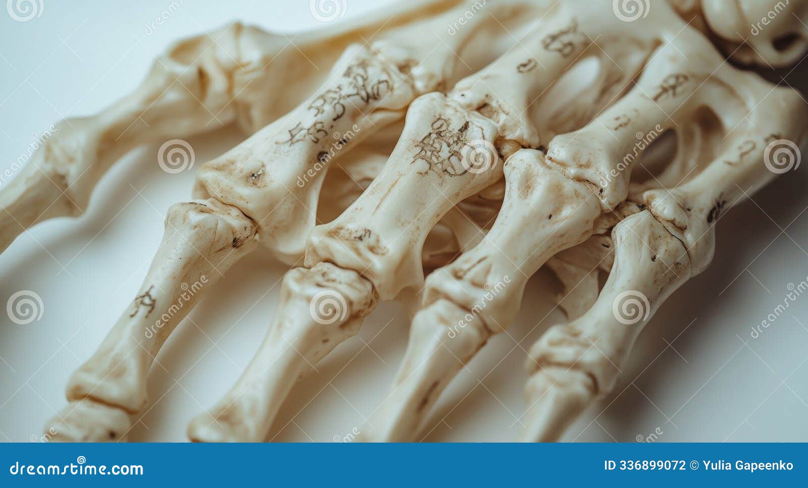 Detailed View of a Human Hand Skeletal Structure Highlighting Bones and ...