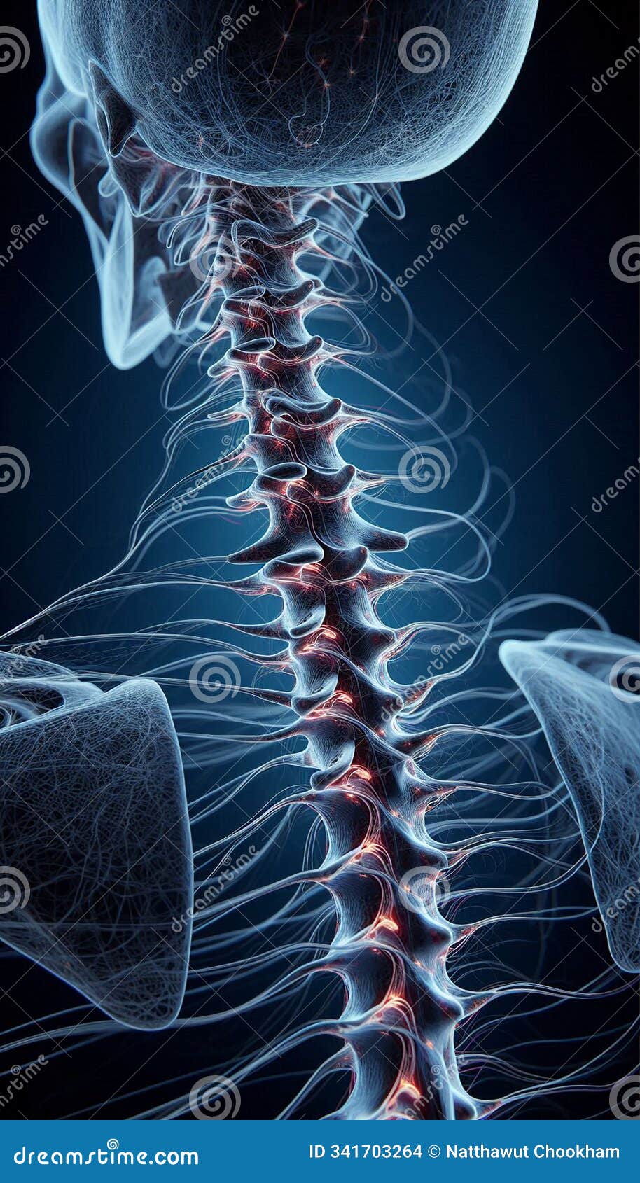 Detailed View of Human Spine and Nerve Structure Stock Illustration ...