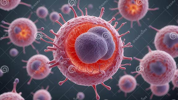 Detailed View of Human Tissue Cells Showcasing Cellular Processes in ...